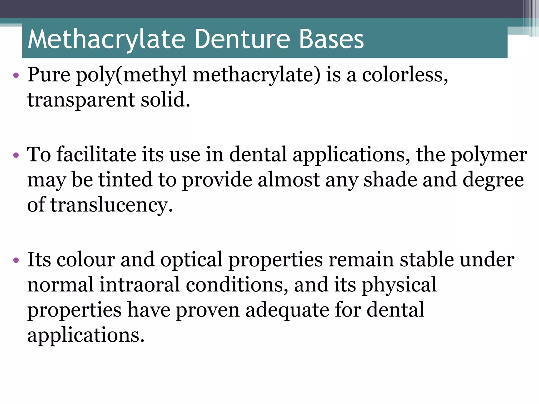 Evolution of denture base materials and reveiw of current ones | PPTX