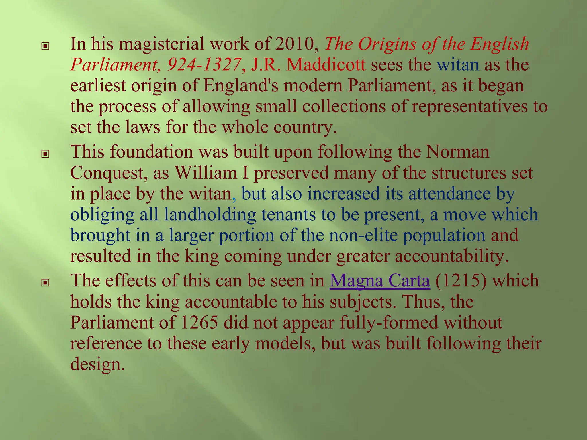 EVOLUTION OF ENGLISH PARLIAMENT tm bodi b | PPT