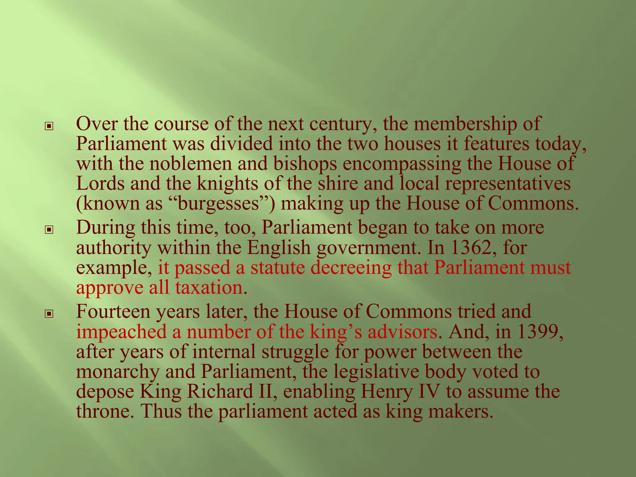 EVOLUTION OF ENGLISH PARLIAMENT tm bodi b | PDF