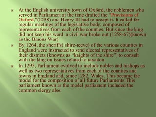 EVOLUTION OF ENGLISH PARLIAMENT tm bodi b | PPT