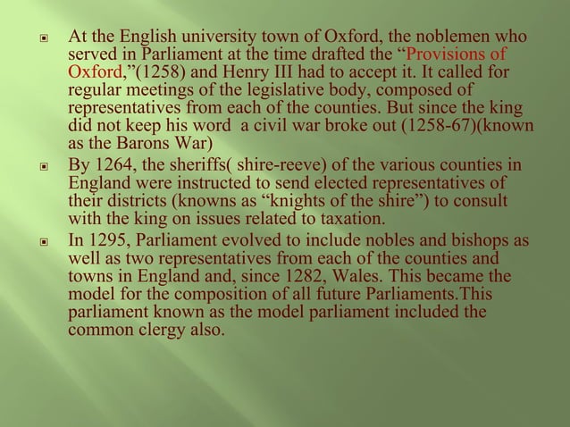 EVOLUTION OF ENGLISH PARLIAMENT tm bodi b | PPT
