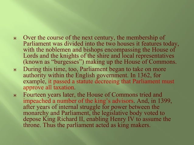 EVOLUTION OF ENGLISH PARLIAMENT tm bodi b | PPT