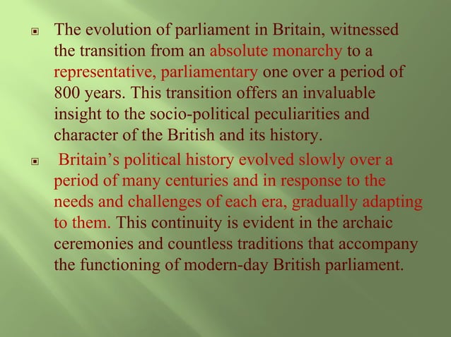 EVOLUTION OF ENGLISH PARLIAMENT tm bodi b | PPT