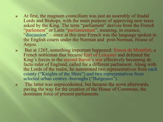 EVOLUTION OF ENGLISH PARLIAMENT tm bodi b | PPT