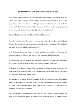 Evolution of federal sysytem in india | PDF