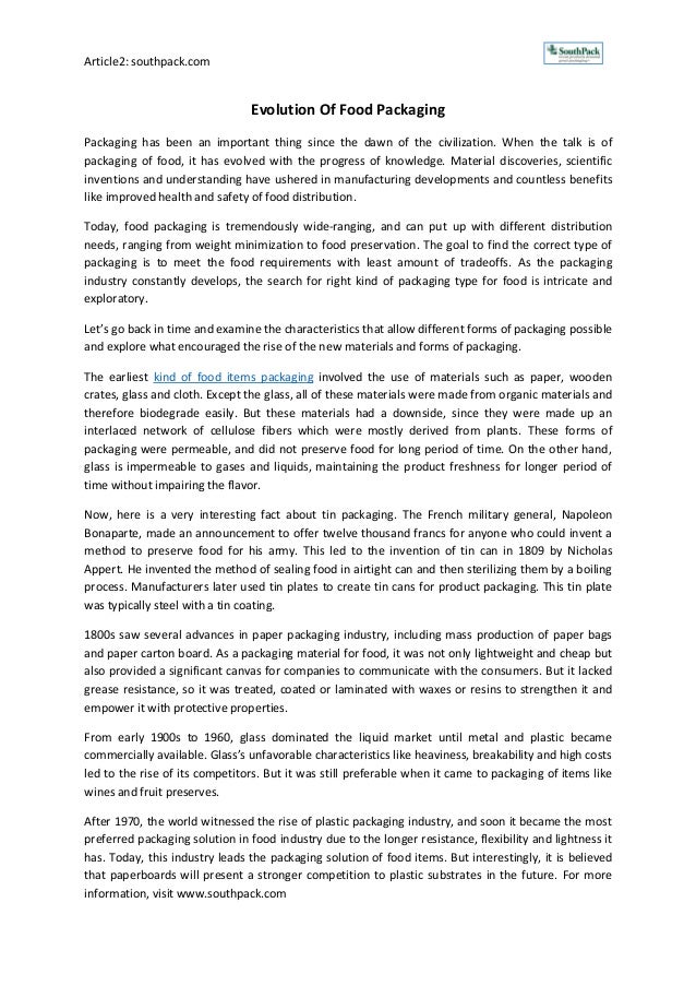 Evolution of food packaging