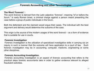 Evolution of forensic accounting and its role in Nigeria Economy | PPTX