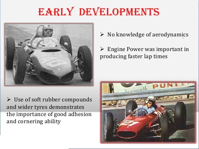 Evolution of formula 1 cars