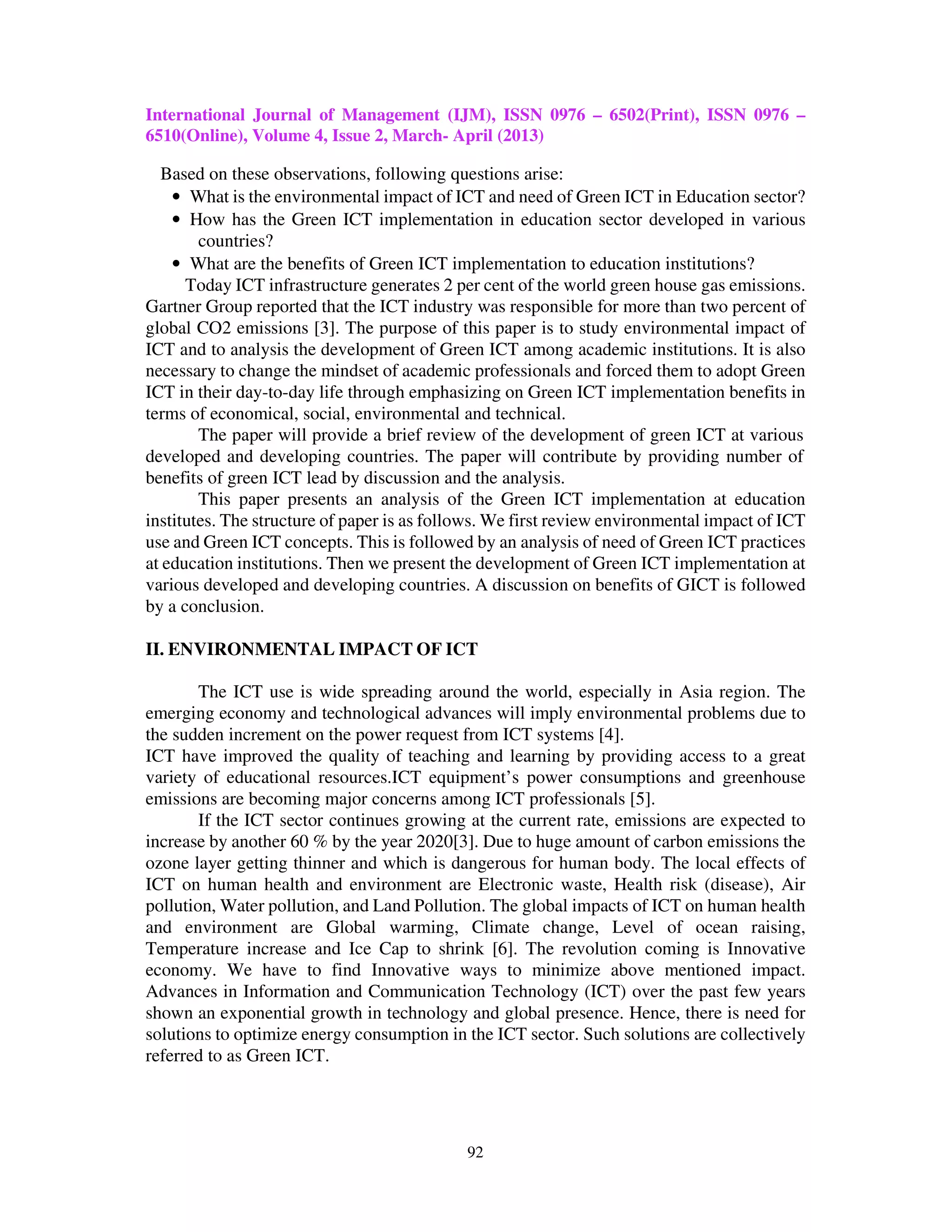 Evolution of green ict implementation in education sector a study of ...