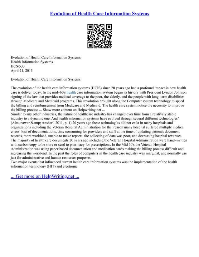 Evolution Of Health Care Information Systems | PDF