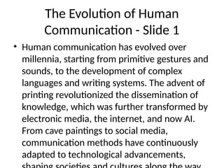 Evolution Of Human Communication 15 Slides Pptx