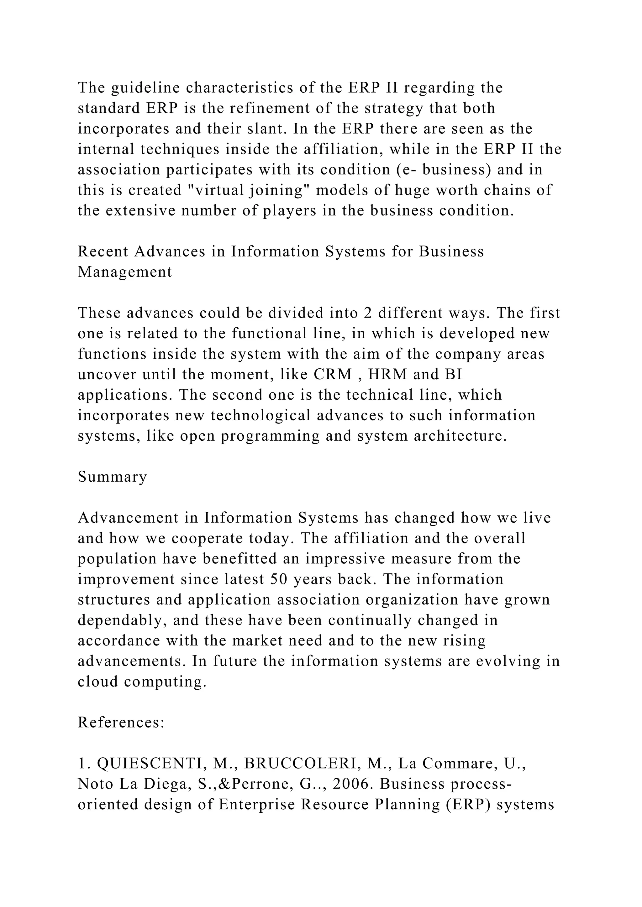 Evolution of Information SystemsTo start with, what is Infor | DOCX