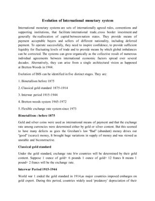 Evolution of international monetary system | DOCX