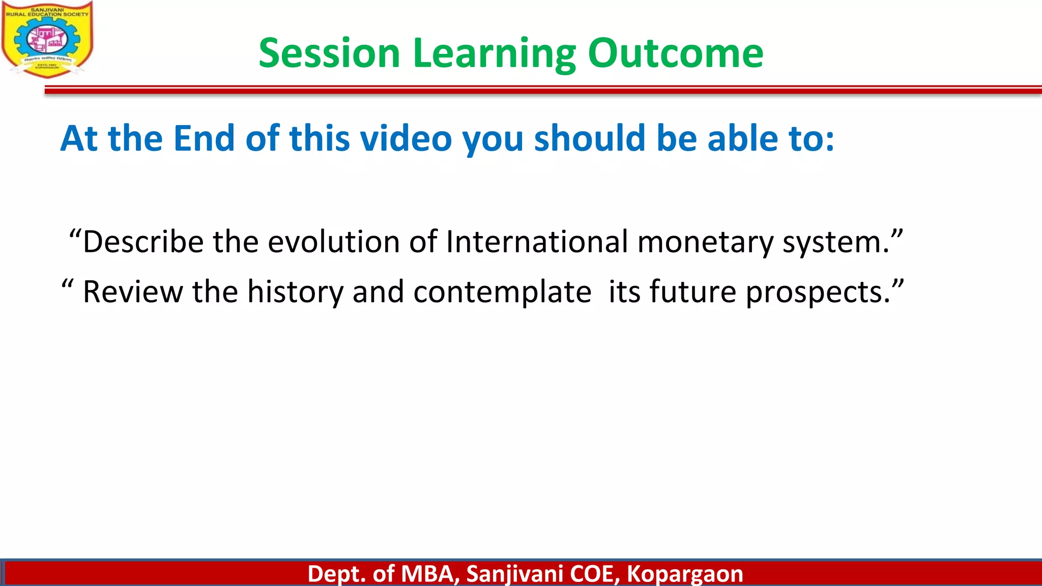 Evolution of international monetary system | PDF