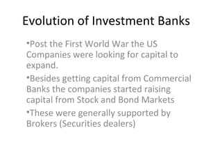 Evolution of investment banks | PPT