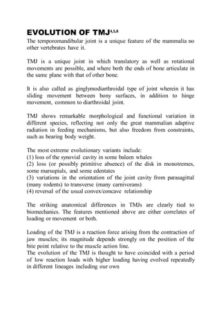Evolution of jaws and tmj | DOCX