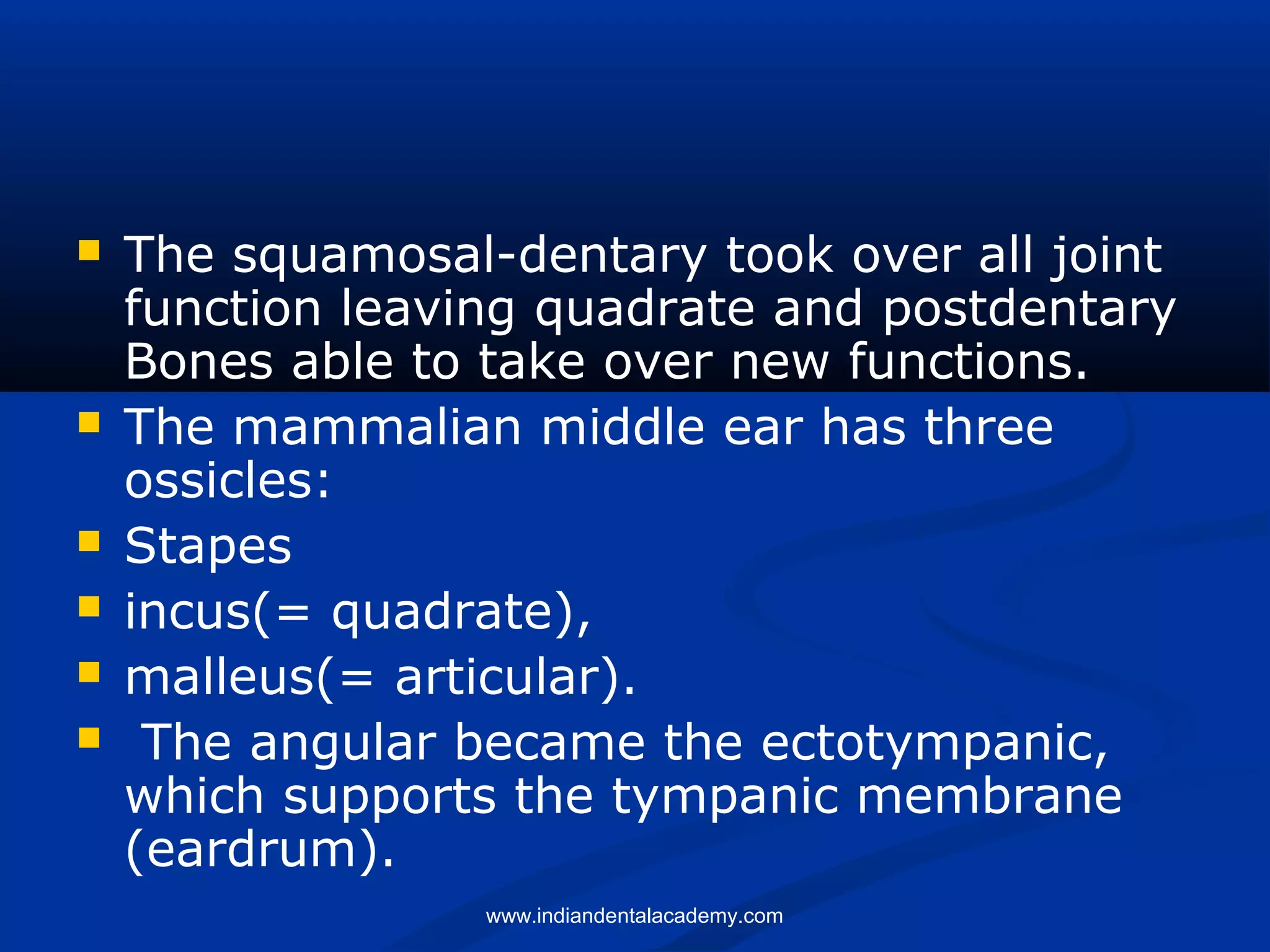 Evolution of jaws & temporo mandibular joint / oral surgery courses | PPT