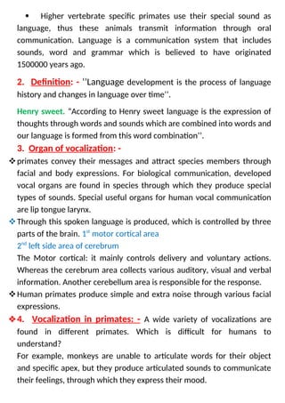 Evolution of language in primates Animal behaviour | DOCX
