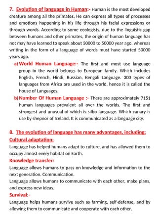 Evolution of language in primates Animal behaviour | DOCX