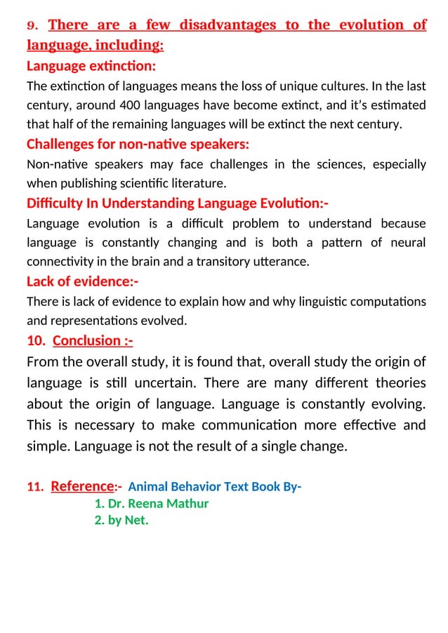 Evolution of language in primates Animal behaviour | DOCX