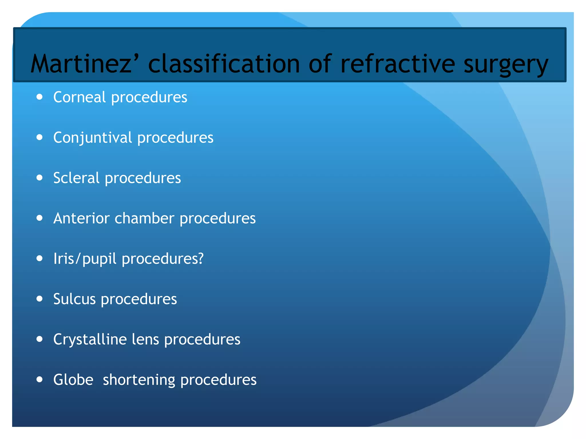 THE EVOLUTION OF LASIK by J. Alberto Martinez MD COPE ID 31538-RS ...