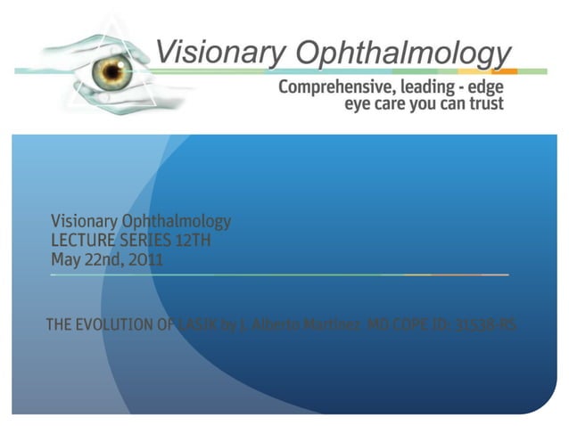 THE EVOLUTION OF LASIK by J. Alberto Martinez MD COPE ID 31538-RS ...