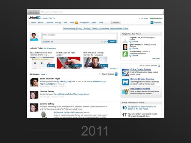 Evolution of the LinkedIn homepage (2003-2013)