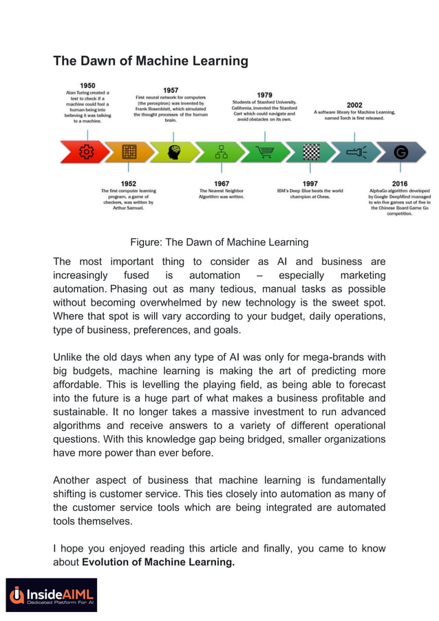 Evolution of Machine Learning - InsideAIML | PDF