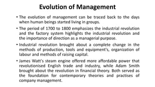Evolution of Management - Managemement Theory and Practices | PPTX
