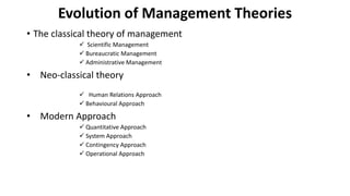 Evolution of Management - Managemement Theory and Practices | PPTX
