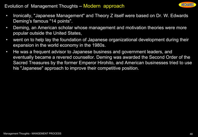 Evolution of management thoughts | PDF | Business | Business and Finance
