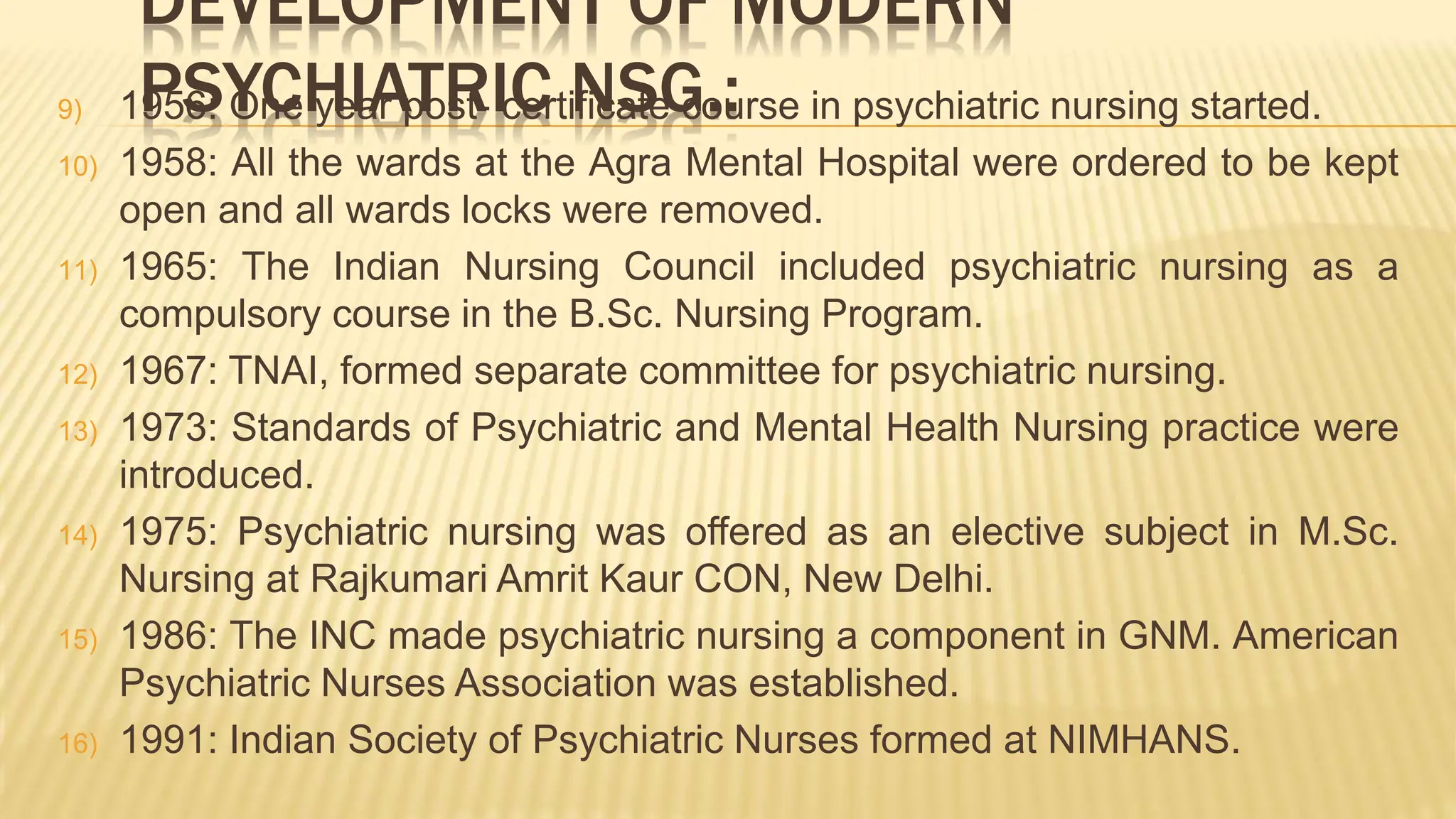 Evolution of Psychiatric Nursing (Senthil Thirusangu) | PPTX