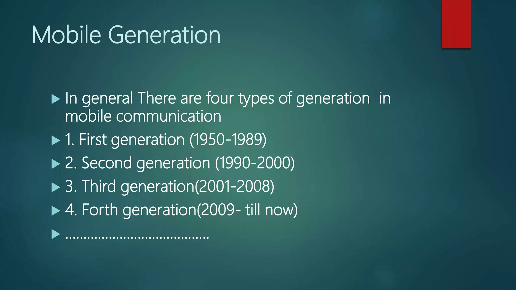 Evolution of mobile cellular communication | PPTX