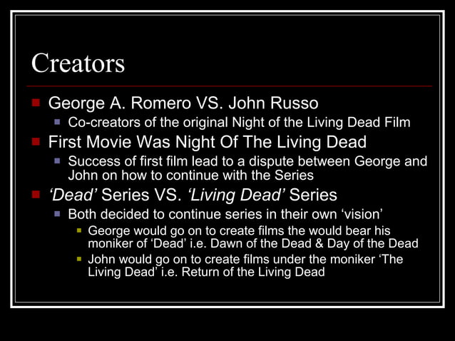 Evolution of Movie zombies | PPT