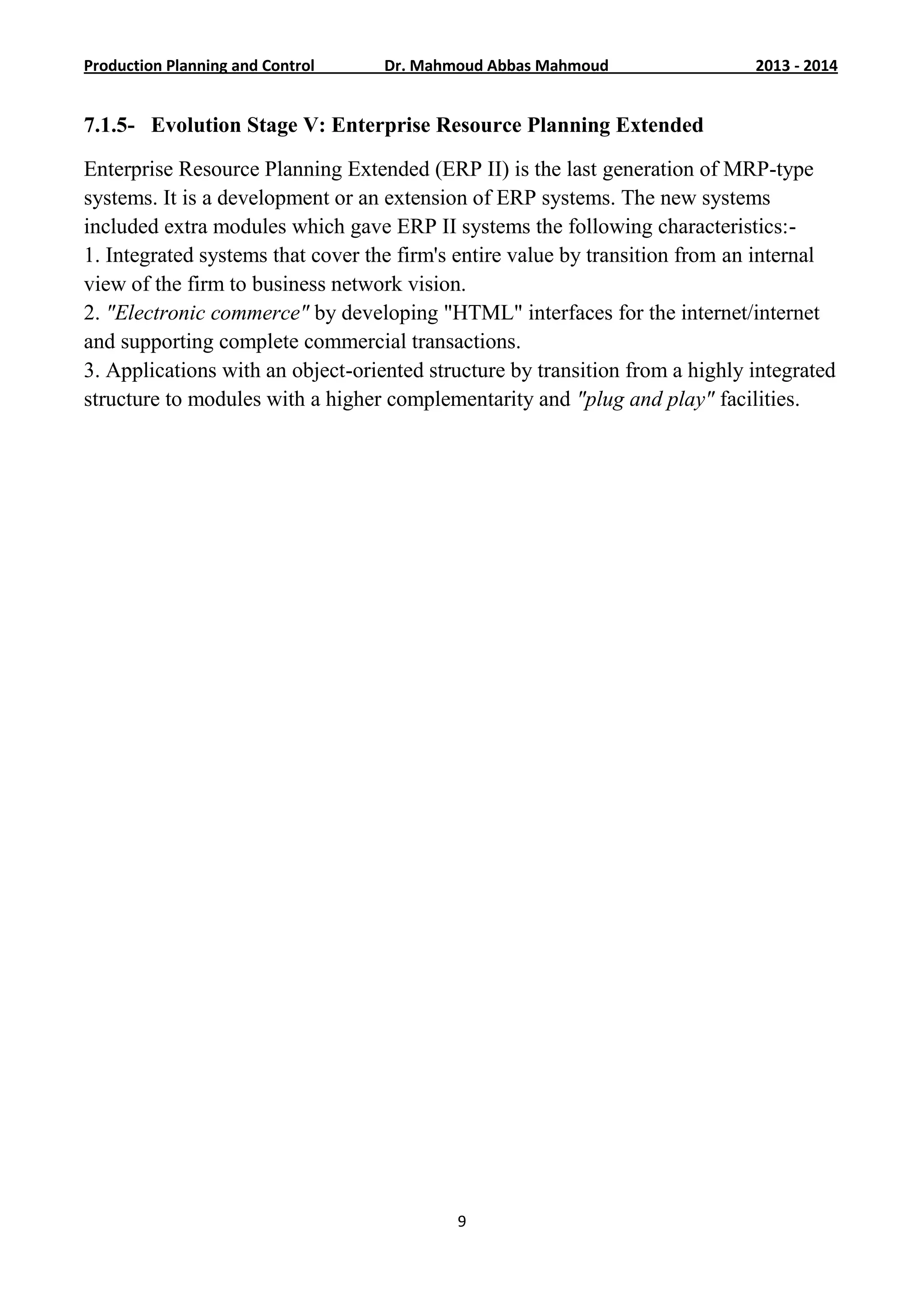 Evolution of mrp type systems | PDF