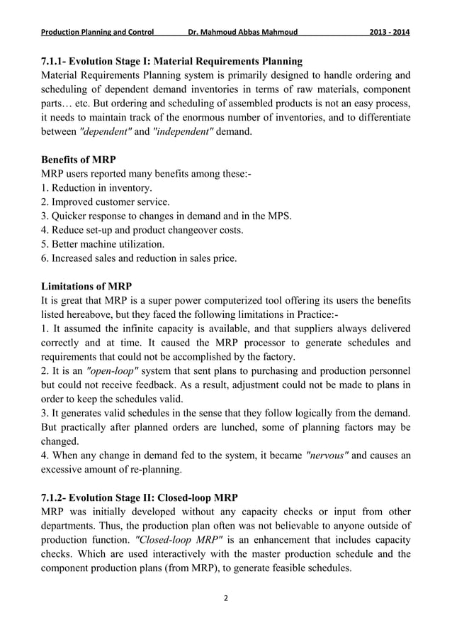 Evolution of mrp type systems | PDF