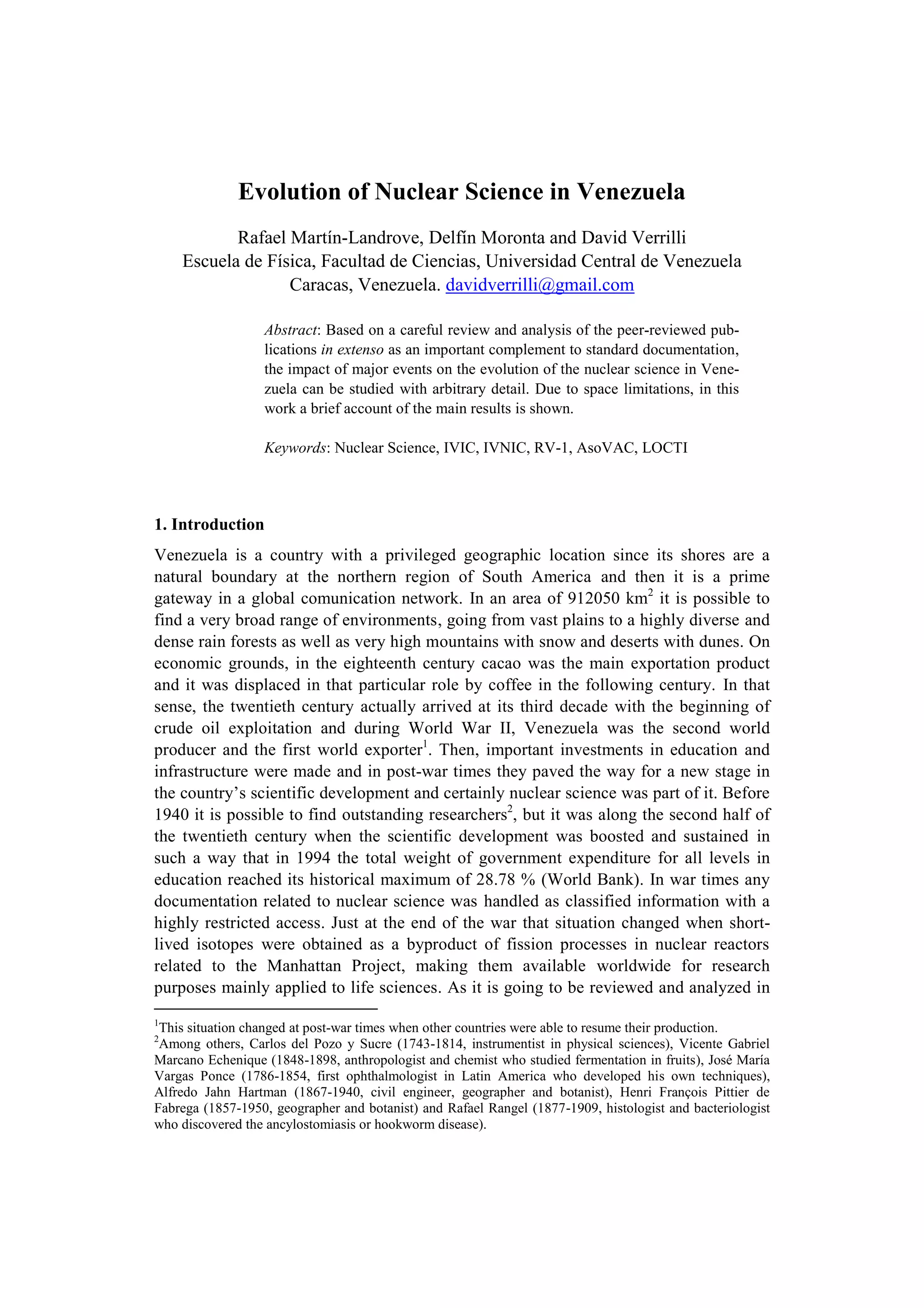 Evolution of nuclear science in venezuela i | PDF | Chemistry | Science