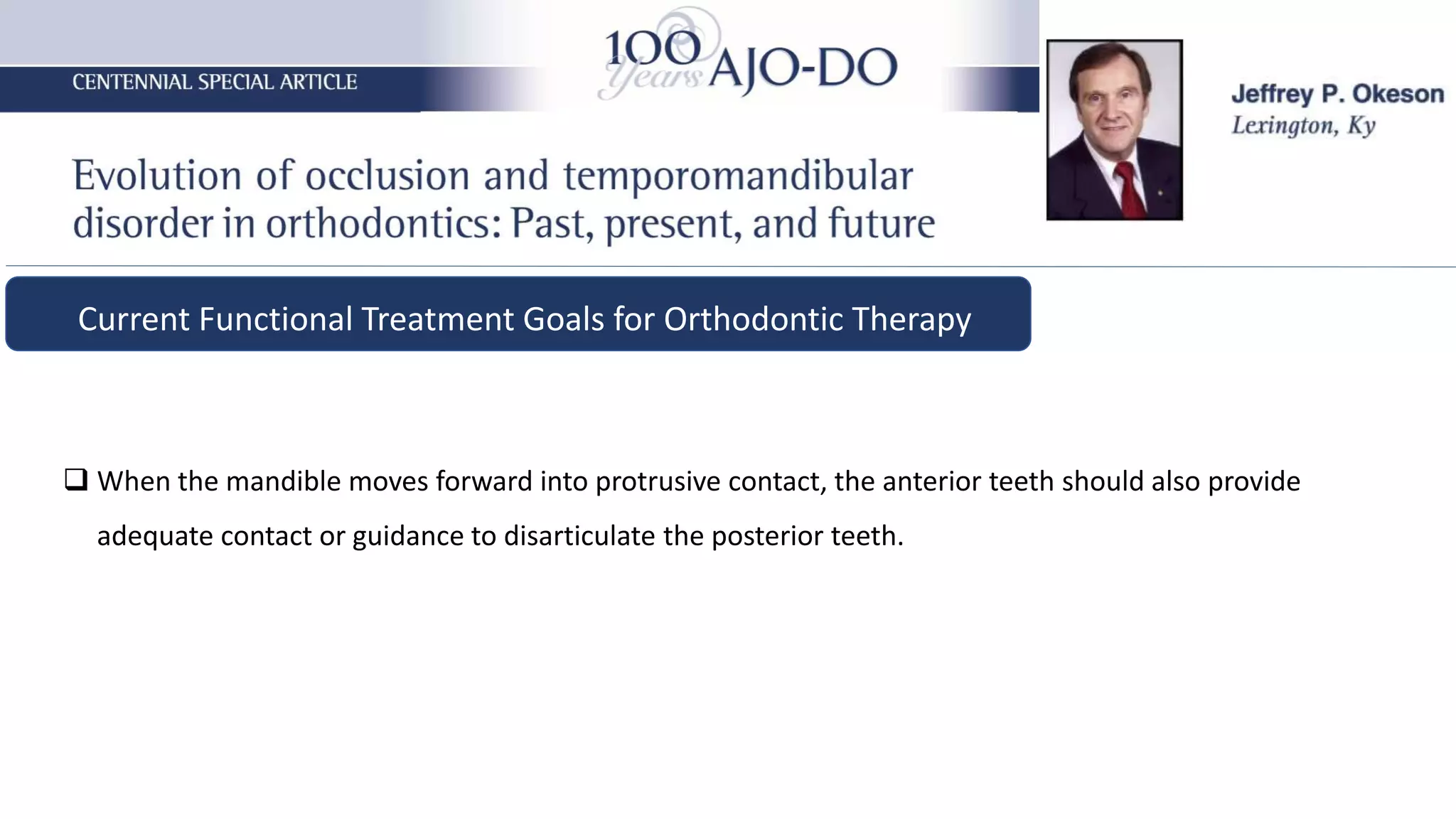 Evolution of occlusion and temporomandibular disorder in orthodontics ...