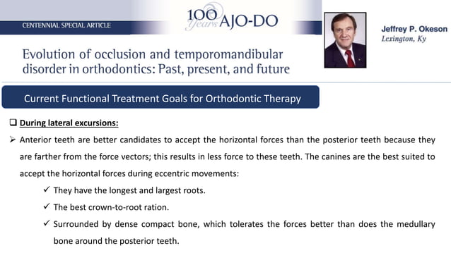 Evolution of occlusion and temporomandibular disorder in orthodontics ...