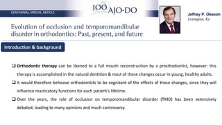 Evolution of occlusion and temporomandibular disorder in orthodontics ...