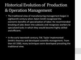 Evolution of production & operation management | PPTX