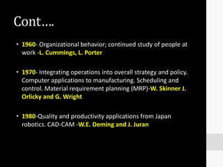 Evolution of production & operation management | PPTX