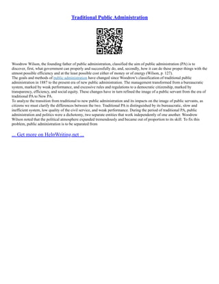 Evolution Of Public Administration Approaches | PDF