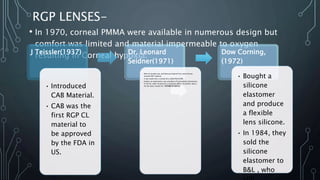 History and Evolution of RGP CONTACT LENSES. | PPTX