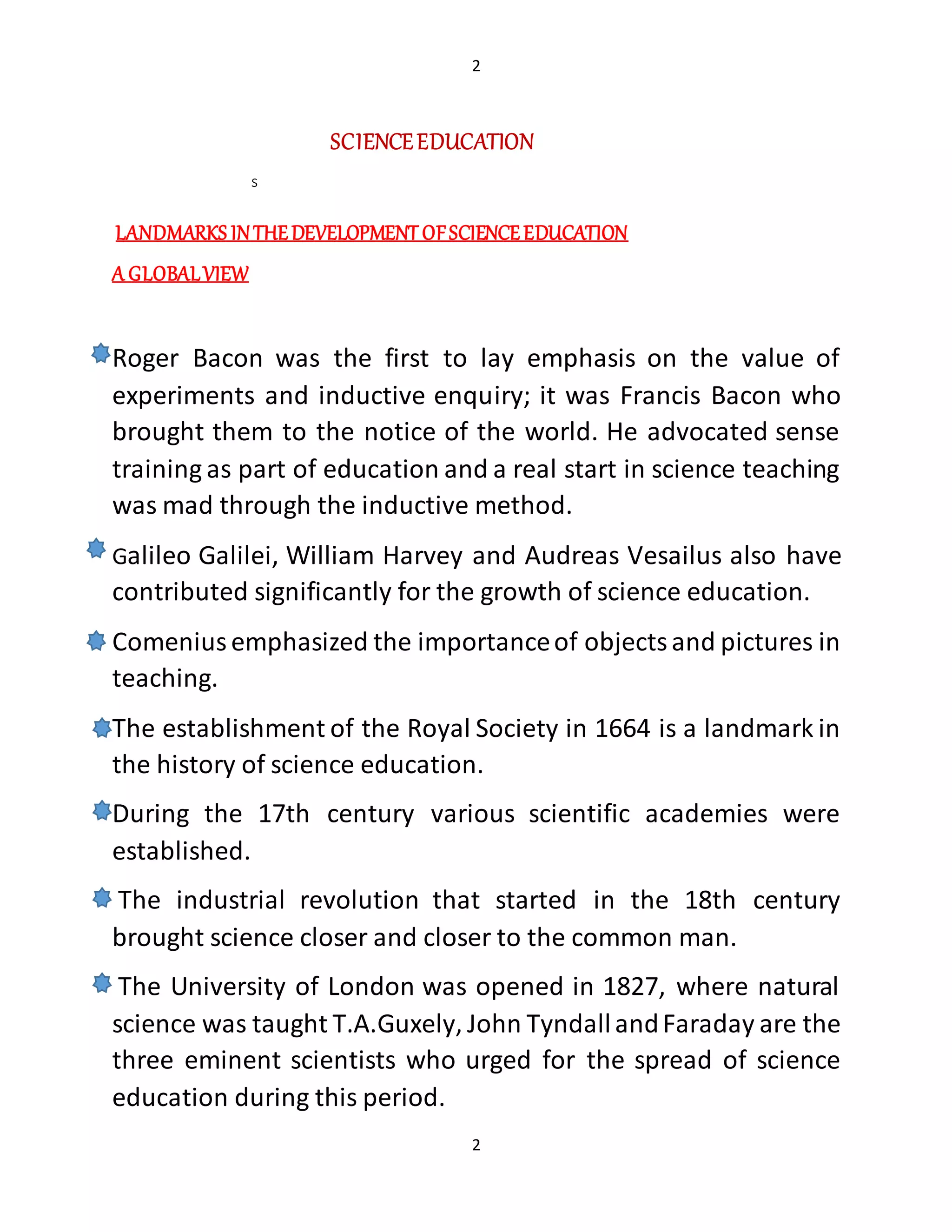 Evolution of science education | DOCX