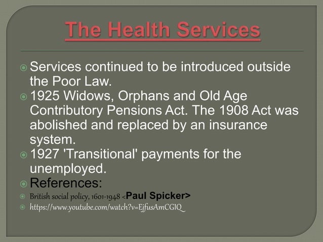 Evolution of social welfare policy before and between 16th to 19th ...