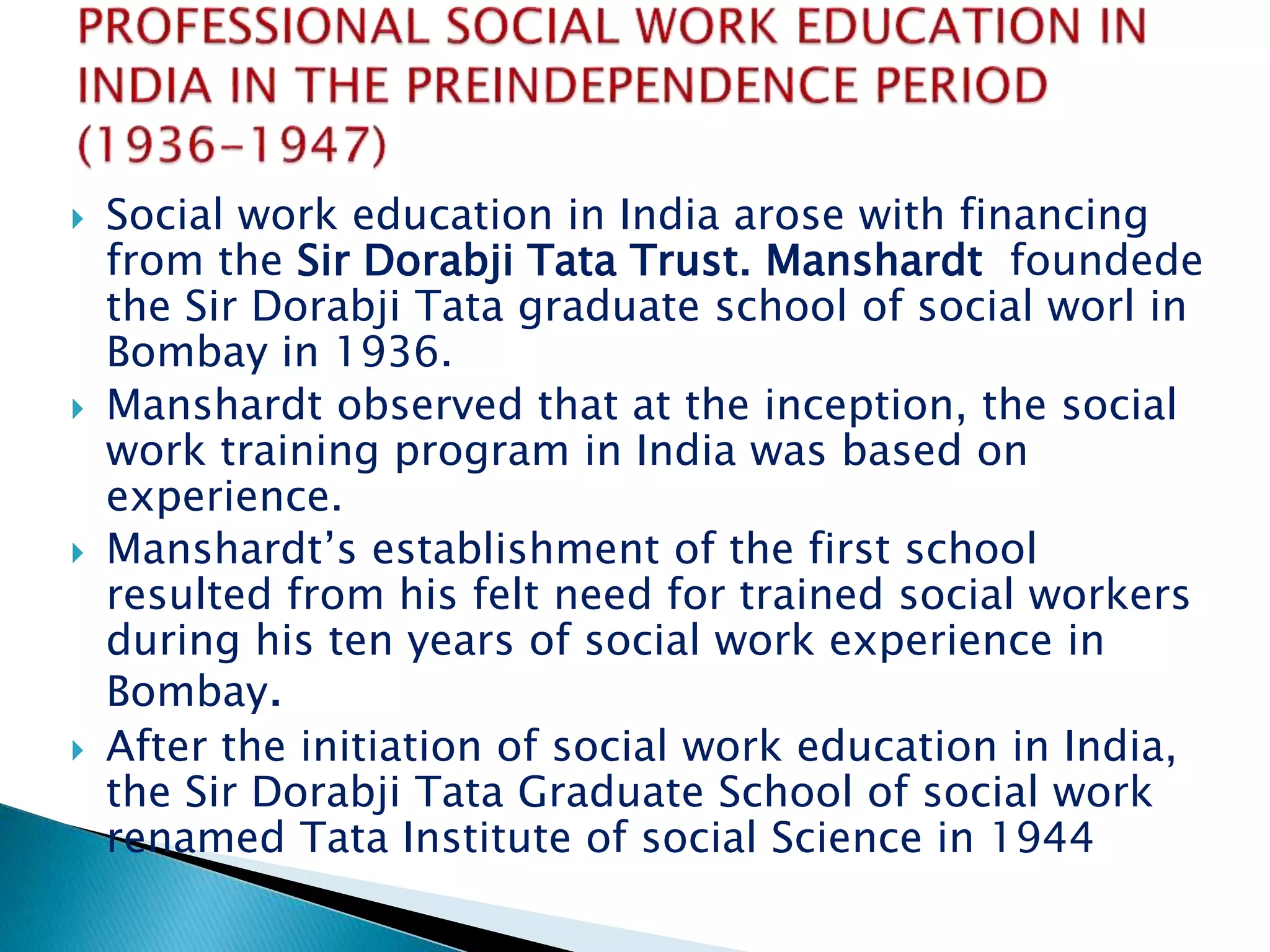 Evolution of social work education in india | PPTX