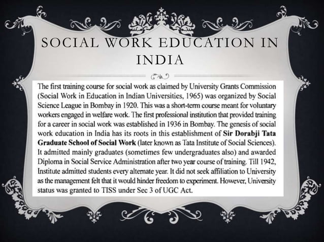 Evolution of social work education in india | PPT