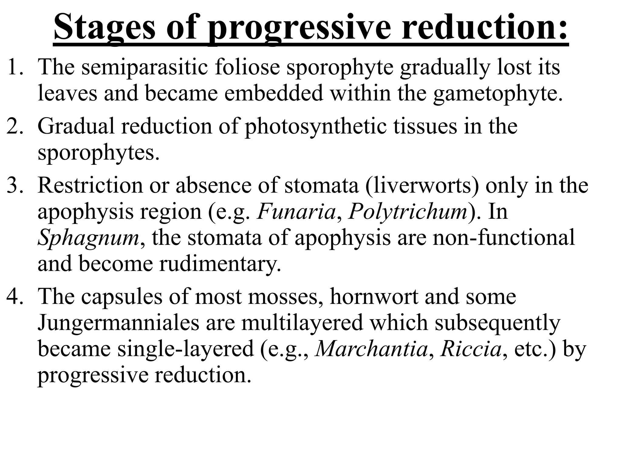 Evolution of sporophyte in bryotphytes | PPTX