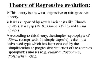 Evolution of sporophyte in bryotphytes | PPTX